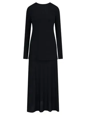 JIL SANDER Long Sleeve Maxi Dress - Black