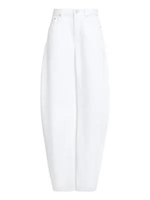 Alaïa Round Leg High-waist Cotton Denim Jeans - Blanc
