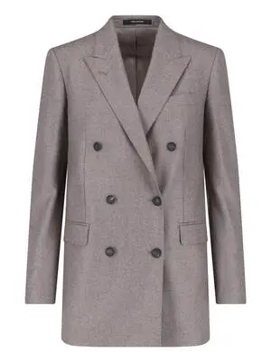 Tagliatore Double-breasted Tailored Blazer With Peak Lapels - Grey