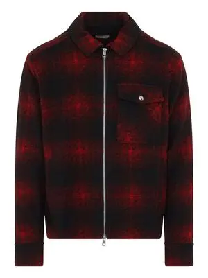 Moncler Zip-front Plaid Overshirt - Red