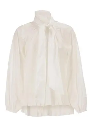 Max Mara MAX MARA Silk Taffeta Blouse With High Collar And Keyhole Back Bianco