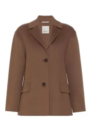 Max Mara Hand-sewn Double-drape Pure Wool Jacket With Notched Lapel - Marrone
