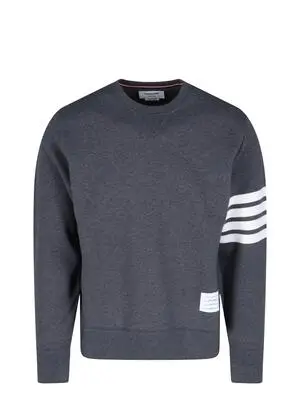 Thom Browne Crewneck Sweatshirt With Sleeve Stripe Detail - Grey