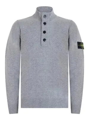 Stone Island STONE ISLAND Melange Virgin Wool High-Neck Sweater With Logo Patch Heather Grey