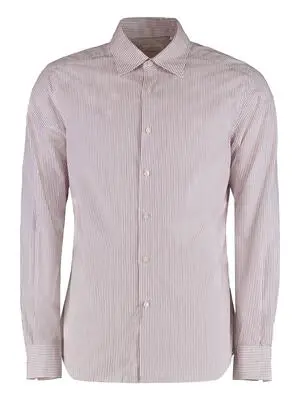 SLOWEAR Striped Long-sleeve Cotton Shirt - Red