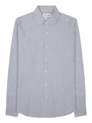 MC2 SAINT BARTH Linen Striped Button-up Shirt - Blue