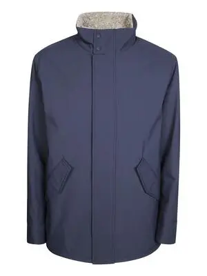 Herno Parka Jacket With Stand Collar - Blu
