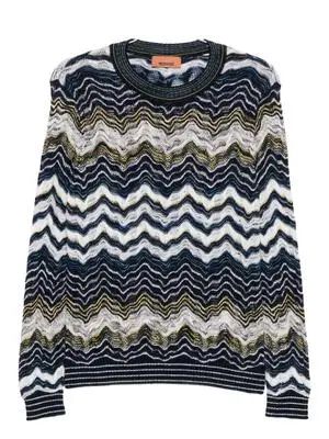 Missoni Zig Zag Motif Wool Sweater - Blue