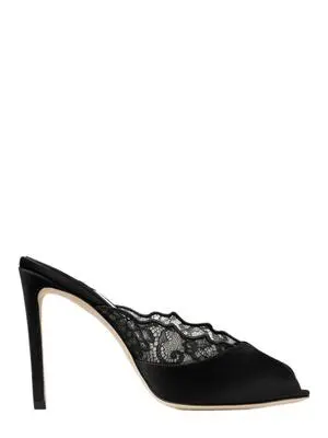 JIMMY CHOO Brigitte Lace Mules - Black