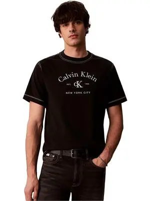 Calvin Klein Varsity Logo Washed Easy Tee - Black
