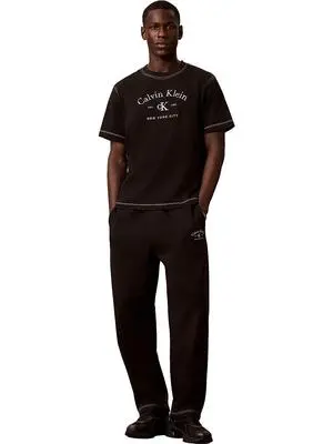 Calvin Klein Stitch Arch Logo Graphic Sweatpants - Black