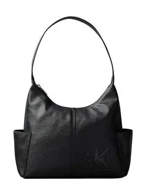 Calvin Klein Embossed Monologo Pocket Shoulder Bag - Black