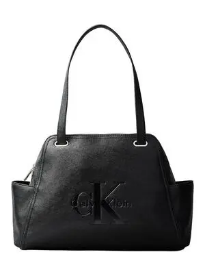 Calvin Klein Embossed Monologo Pocket Tote Bag - Black