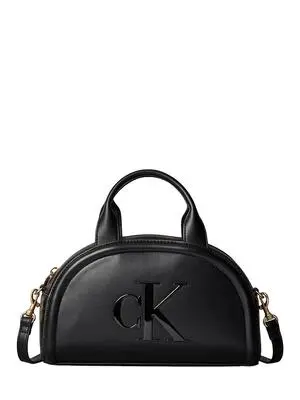 Calvin Klein Monogram Mini Dome Bauletto Bag - Black