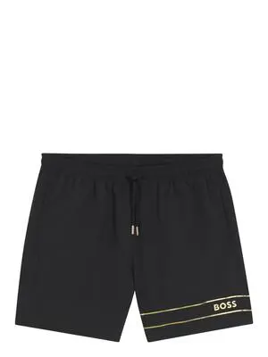 BOSS Swim Shorts With Foil-print Logo - Black