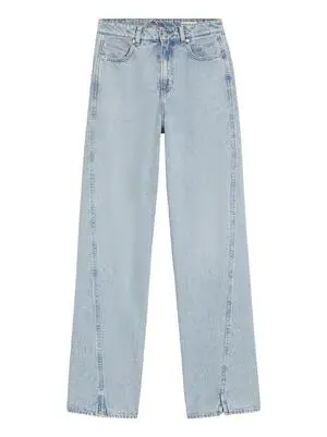 BOSS High-rise Wide-leg Jeans With Contrast Stitching - Light Blue