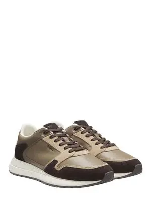 BOSS BOSS Running-Style Leather Sneakers With Suede Trim
