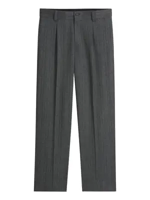 Hugo Herringbone Fabric Modern Fit Pleated Trousers - Dark Grey