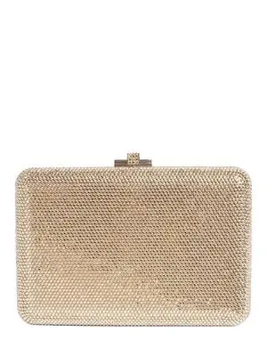 Judith Leiber Judith Leiber Crystal-Embellished Slim Slide Clutch Bag Gold