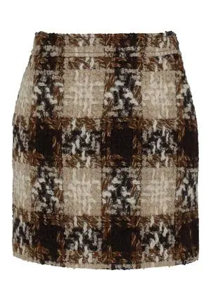 Saint Laurent Wool Tweed Check Mini Skirt - Grey