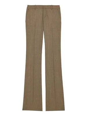Saint Laurent Wool Check Flared Trousers - Brown