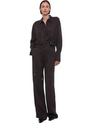 Helmut Lang Fluid Drape Microsueded Tencel Shirt - Truffle