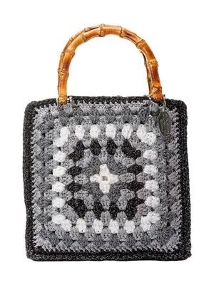 SPEIRA Granny's Square Tote Bag Silver - Black