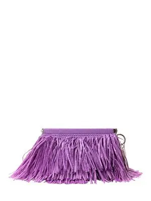SPEIRA Speira Clutch With Raffia Fringes Purple