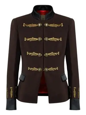 THE EXTREME COLLECTION Military Blazer With Gold Embroidery - Brown