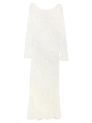 Imperial Lace Long-sleeve Maxi Dress - White