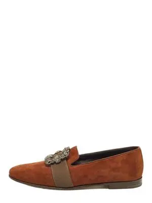 Manolo Blahnik Carlton Buckle Detail Loafers - Brown