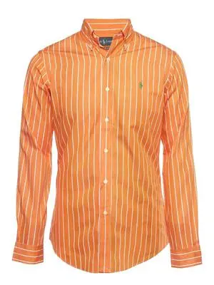 Ralph Lauren Custom-fit Striped Long-sleeved Shirt - Orange