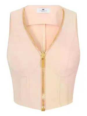 ELISABETTA FRANCHI Elisabetta Franchi Sleeveless Technical Fabric Top With Zip Closure