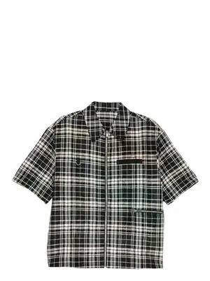 CROQUIS Crease-effect Plaided Polo - Black
