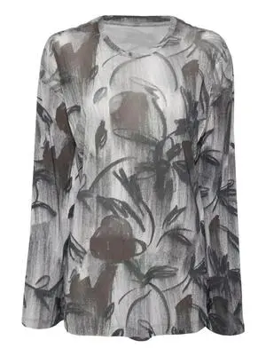JNBY X-silhouette Rose-print Long-sleeve Tee - Grey