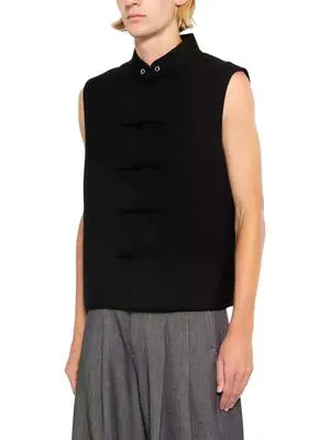 TEAM WANG DESIGN Frog Fastening Sleeveless Jacket - Black