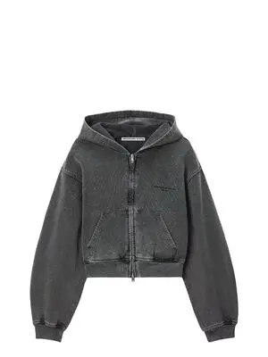 Alexander Wang Zip-up Hoodie With Hotfix Embellishments - Grey