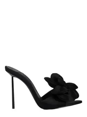 LE SILLA Rose Floral-appliqué Stiletto Sandals - Black