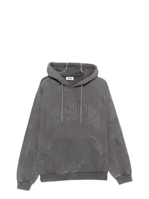 Gcds Stud-embellished Washed-effect Hoodie - Grey