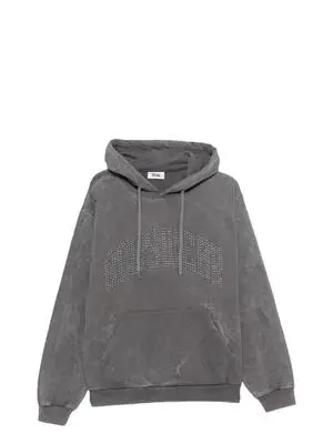 Gcds Stud-embellished Washed-effect Hoodie - Grey