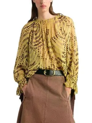 Cara Cara Cara Cara Cecile Abstract Print Long Sleeve Top Yellow