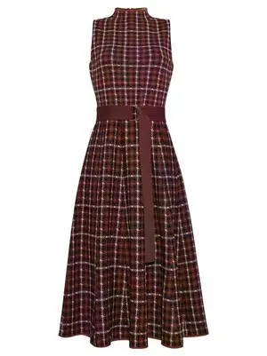 Cara Cara Brice Check-print Belted Midi Dress - Brown