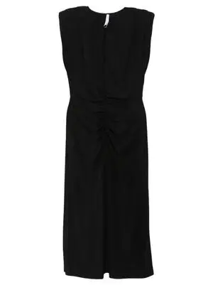 Imperial Ruched Sleeveless Midi Dress - Black