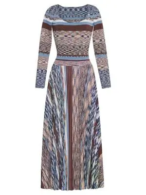 Cara Cara Marlow Space-dye Pleated Midi Dress - Blue