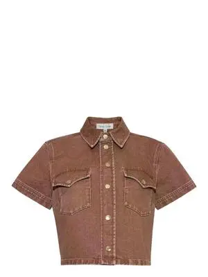 Cara Cara Paro Cropped Denim Shirt - Brown
