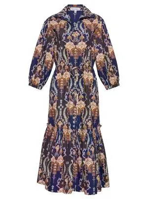 Cara Cara Cara Cara Hutton Floral-Print Midi Dress Blue