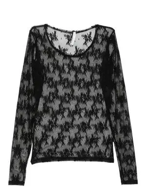 Imperial Lace-patterned Long-sleeve Top - Black