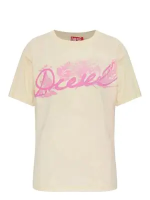 DIESEL® Diesel Cotton Logo Print T-Shirt Yellow