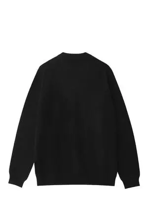 LARDINI Ribbed Knit Crew Neck Long Sleeve Sweater - Black