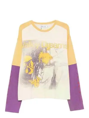 VALE FOREVER Graphic Print Layered Crew Neck Sweater - Neutrals